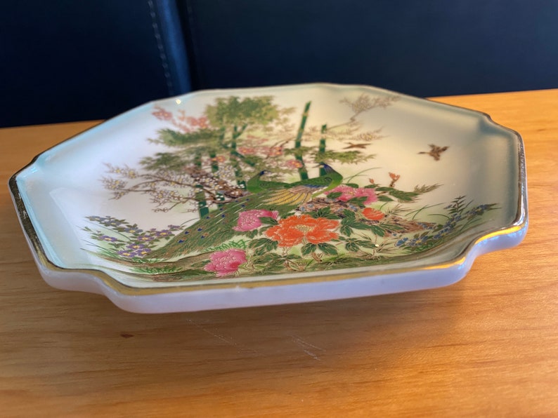 Vintage Midori Plate Peacock Pattern Octagon Plate Floral Etsy
