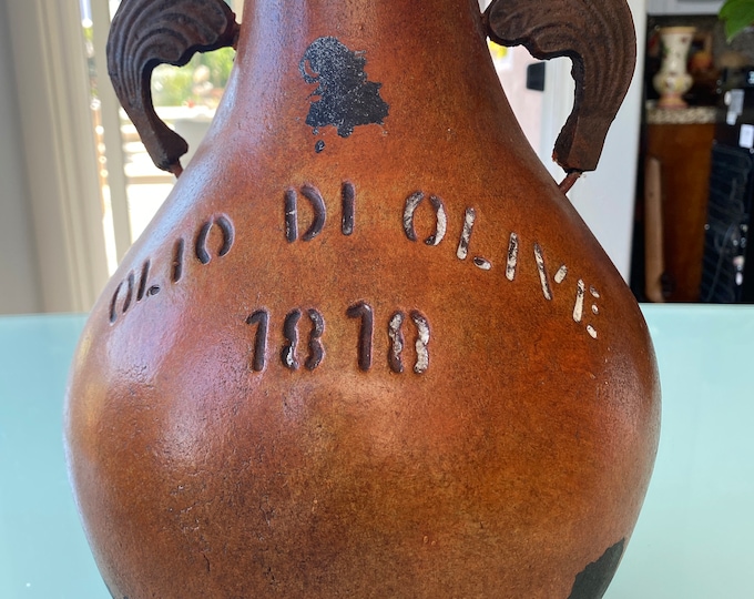 Red Olive Oil Pottery Jar Container Bulbous Large Olio Di Olive 1818 ...