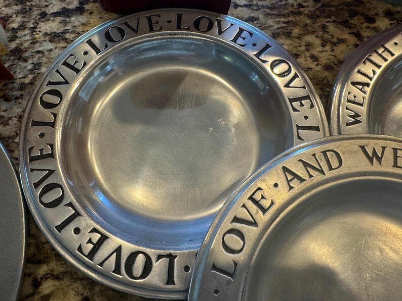 Pewter Plates Wilton RWP, Made in Columbia, PA Patterns 6 Pc VALENTINES ...