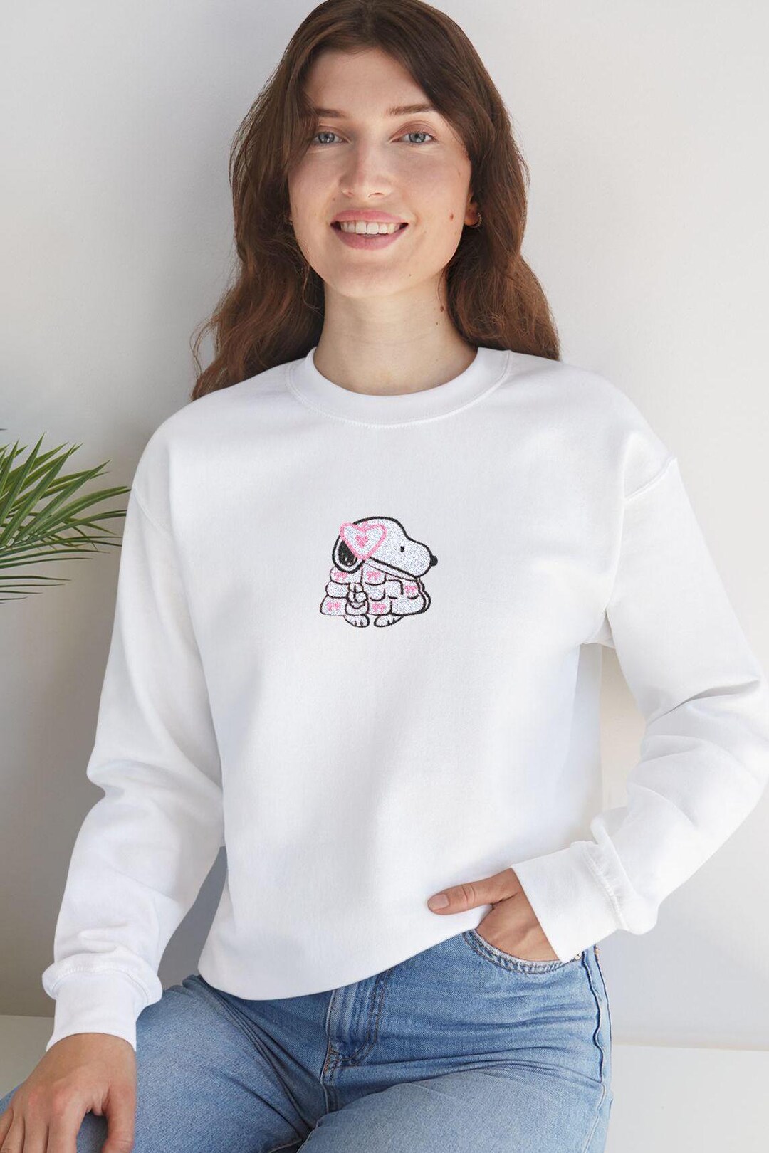 Snoopy Embroidered Sweatshirt, Embroidered Sweatshirt, Snoop Sweatshirt ...