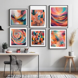 Abstract Art Bundle | Vibrant Printable Wall Art Set for Modern Home ...