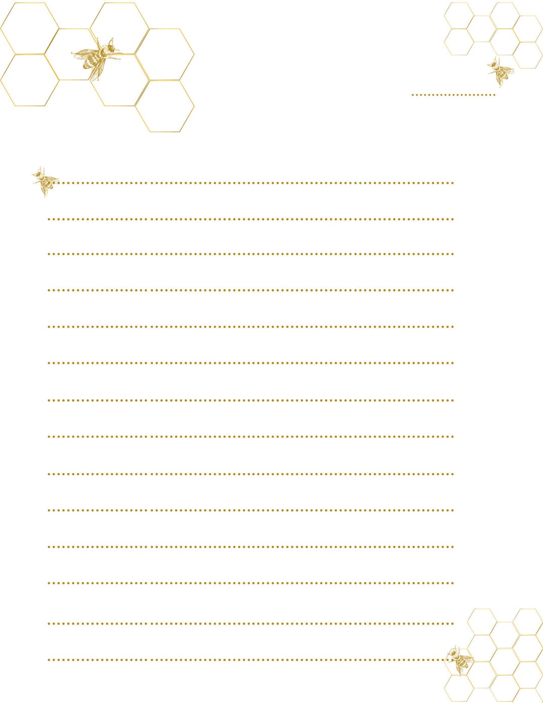 Bee and Hive Stationary,bee Lined Stationary,printable Stationary,lined ...