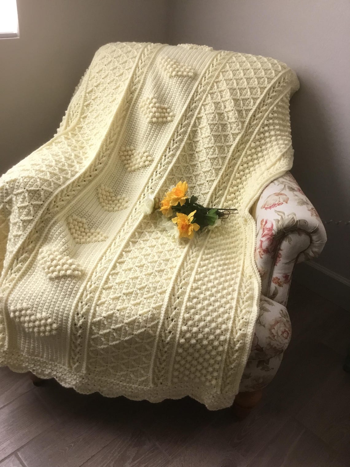 Afghan Crochet, Handmade Crochet Afghan, Vintage Afghan, Heirloom Style ...