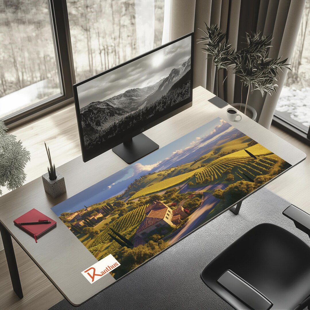 Tuscany Desk Mat, Large Gaming Mouse Pad, Italian Countryside XXL Desk ...