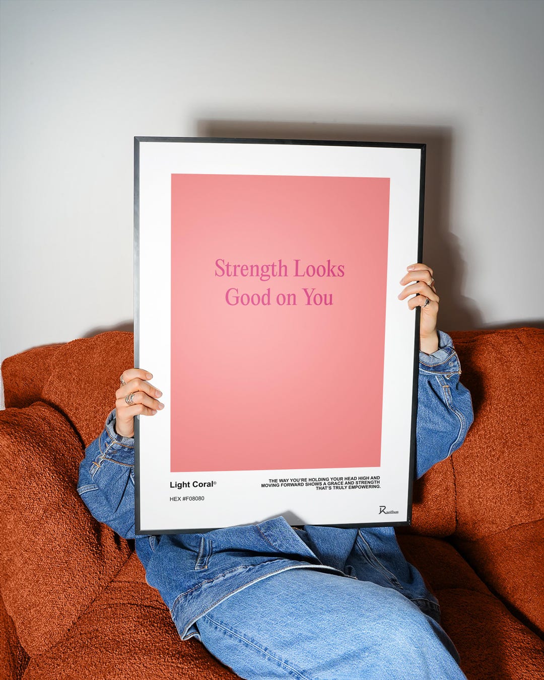 Strength Looks Good on You, Motivational Wall Art, Pink Typography ...
