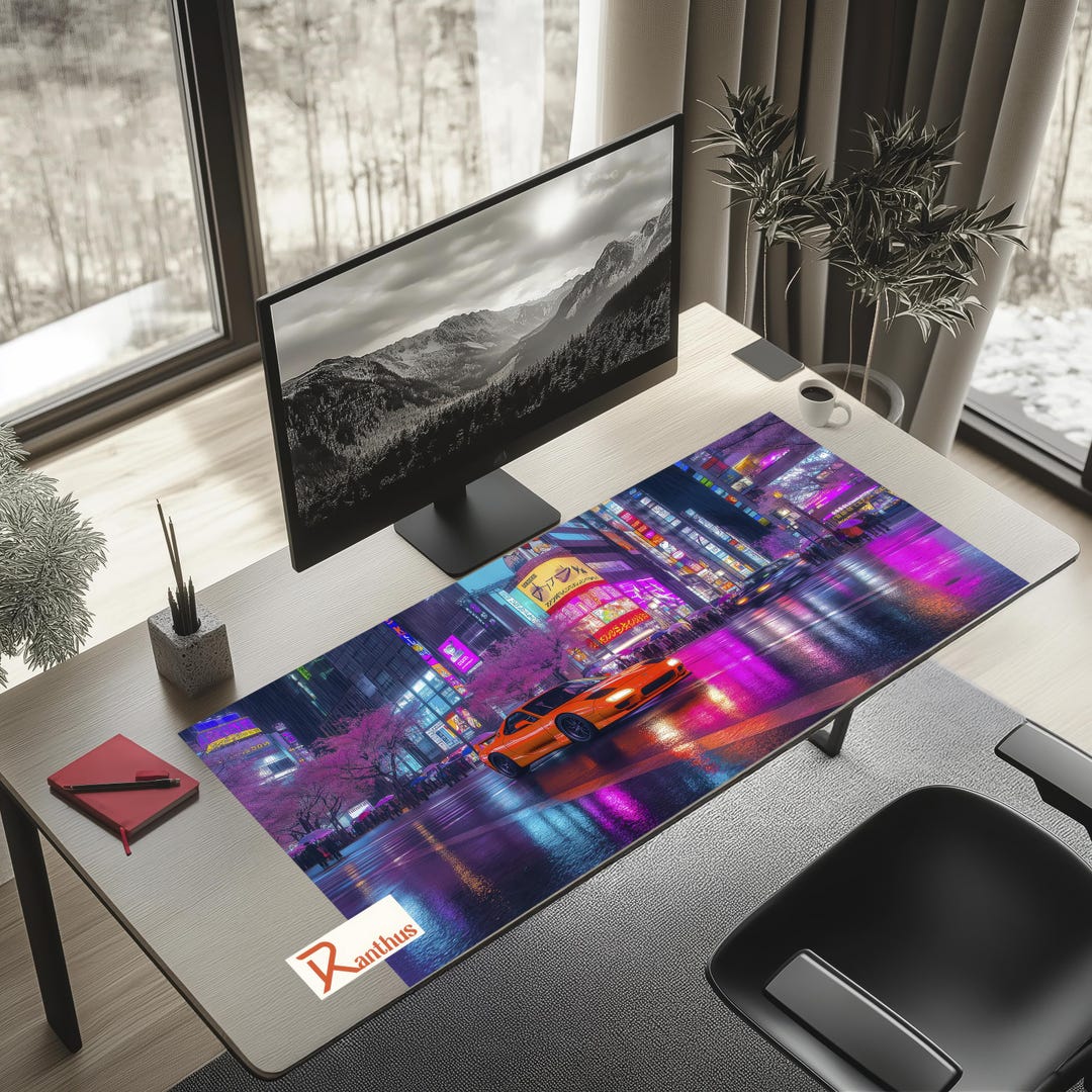 Tokyo Neon Desk Mat, Japanese Cyberpunk Gaming Mouse Pad, Large RGB ...