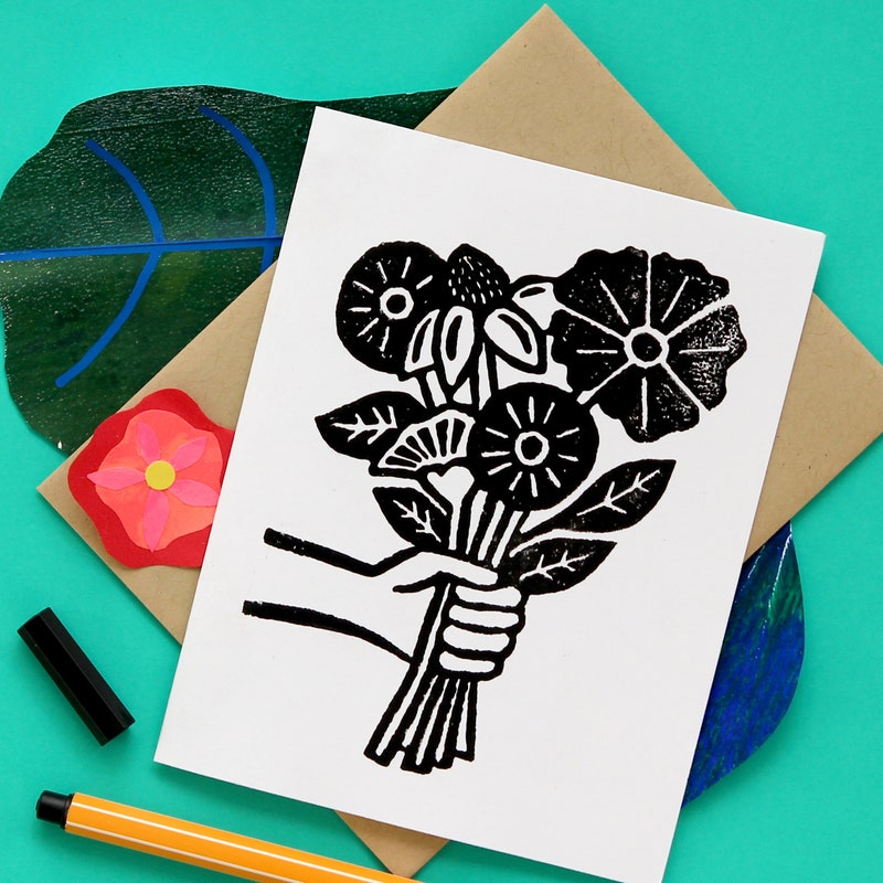 Linocut Cards - Etsy
