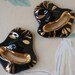 One Pair of Adorably Grotesque Ceramic Clay Black and Gold Vintage ...