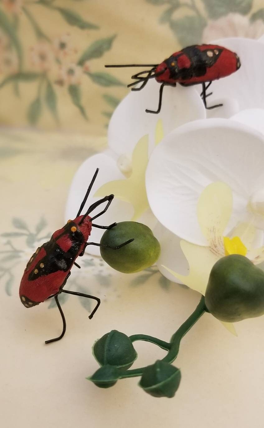 Creepy Cute Hand Painted Red Beetles Set of Three Life Sized Insects ...