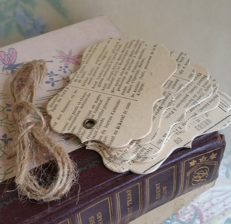 Handmade Gift Tags Made With Antique French Paper 1905, Set of 12 - Etsy