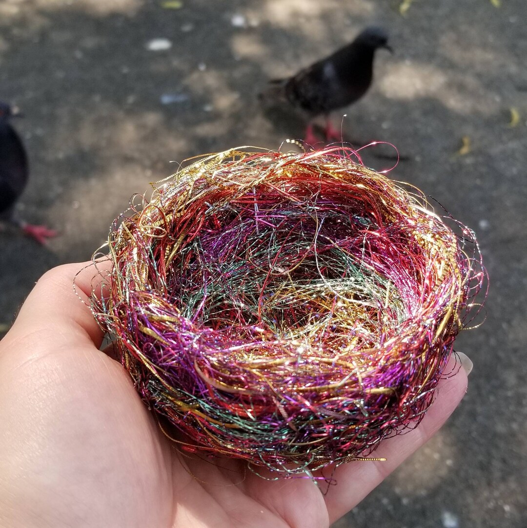 Handmade Nest Made From Vintage 1930's Multicolored Tinsel Spools ...