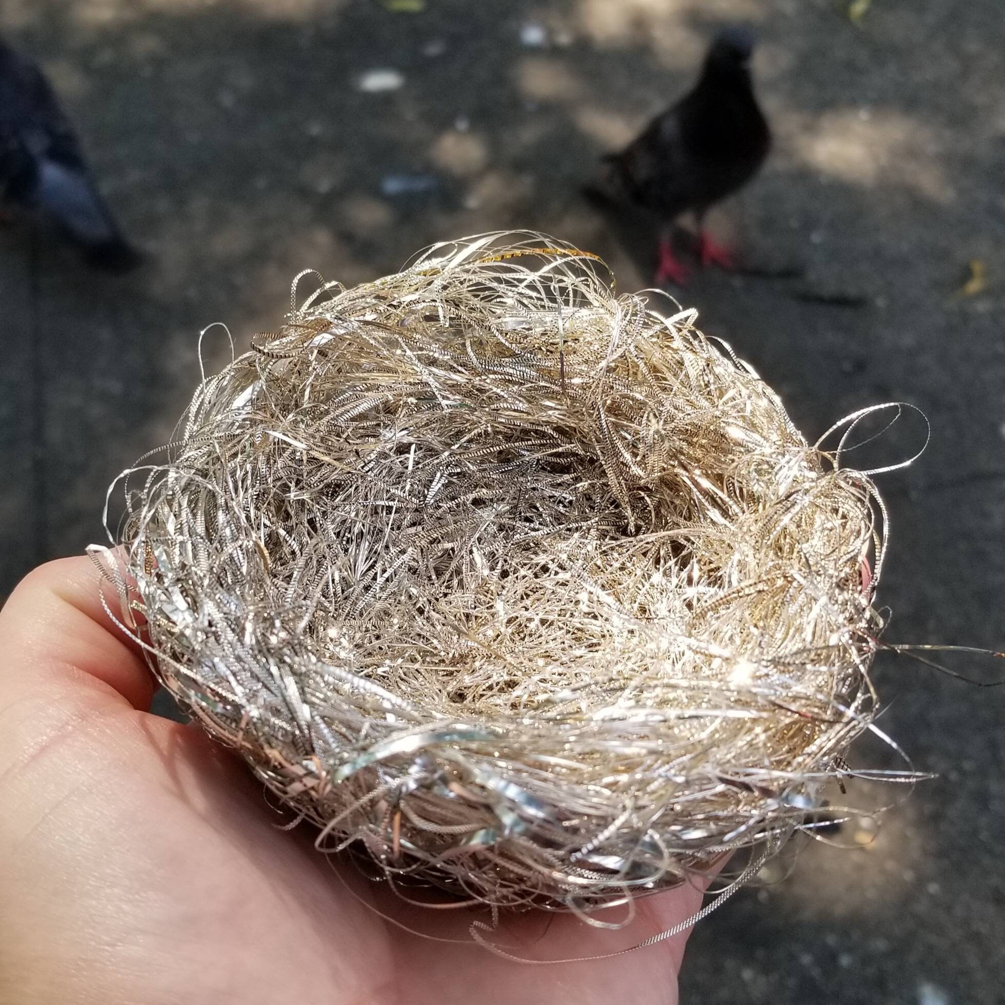 Handmade Nest Made From Vintage 1930's Silver Colored Tinsel Spools ...