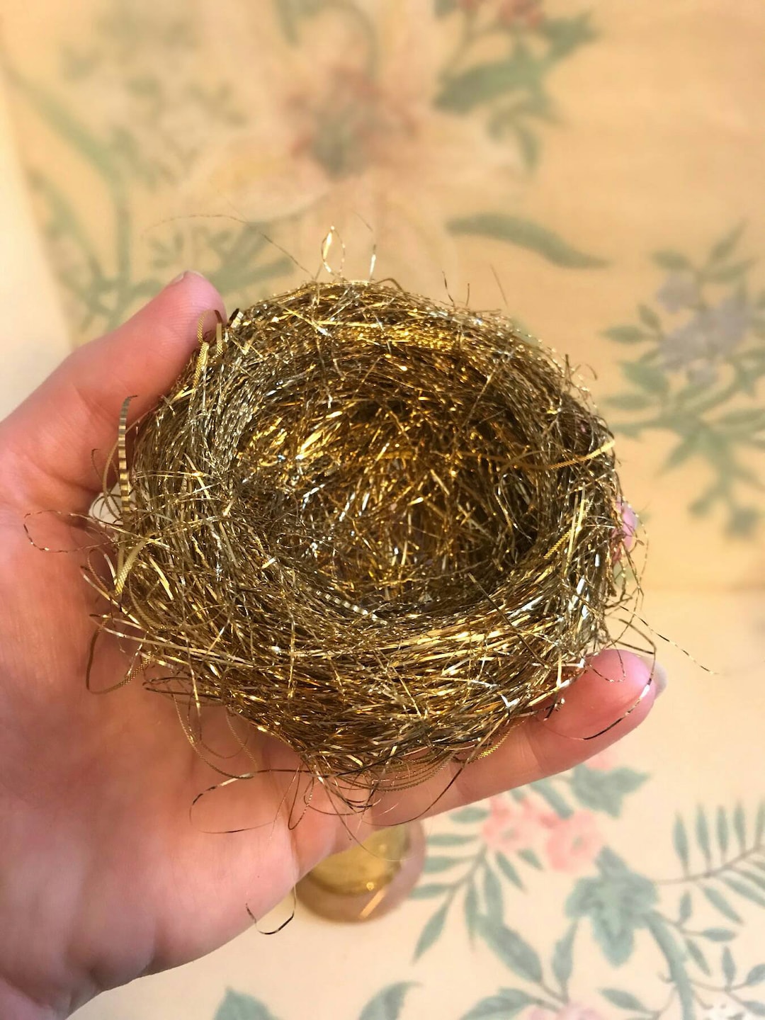 Handmade Nest Made From Vintage 1930's Gold Colored Tinsel Spools ...
