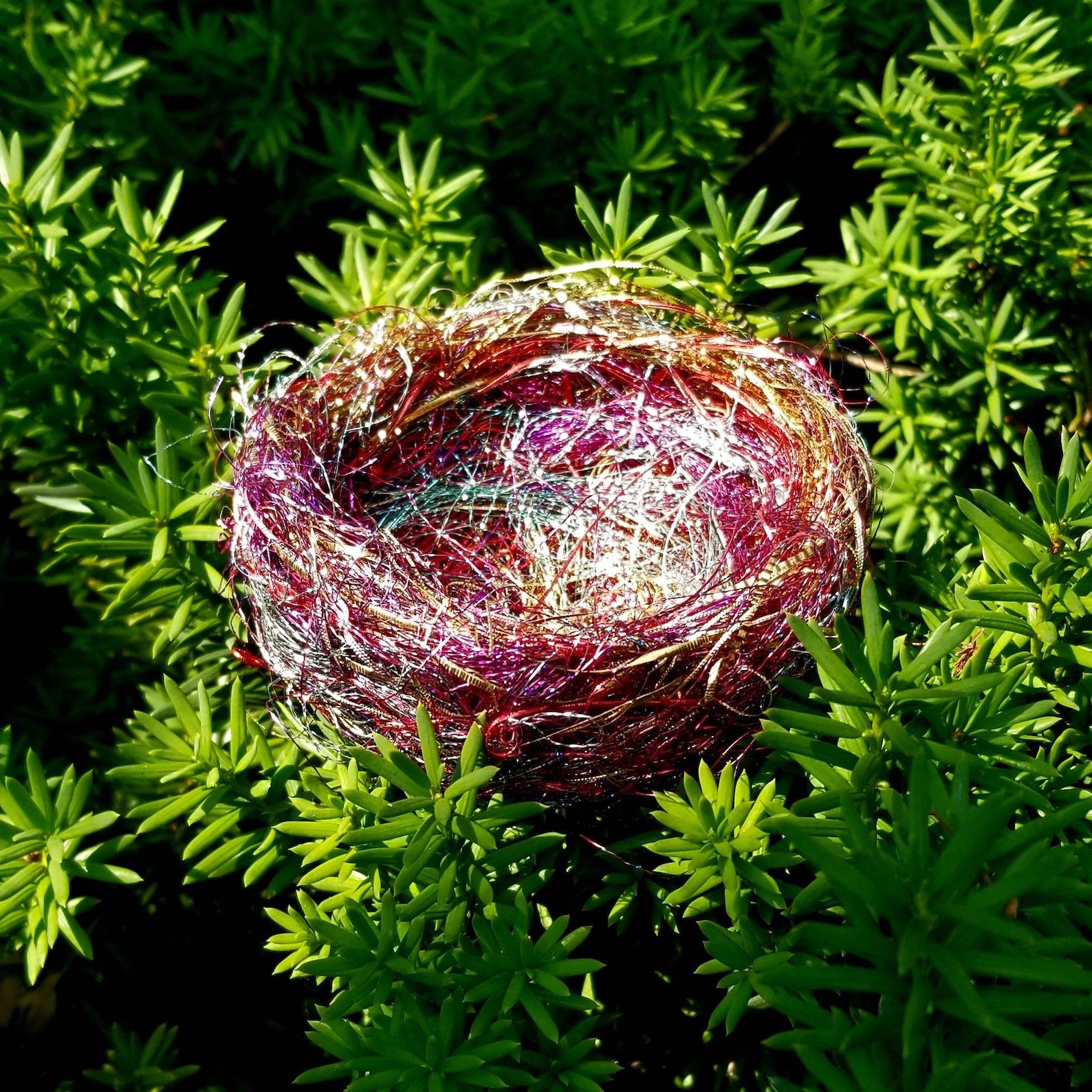 Handmade Nest Made From Vintage 1930's Multicolored Tinsel Spools ...