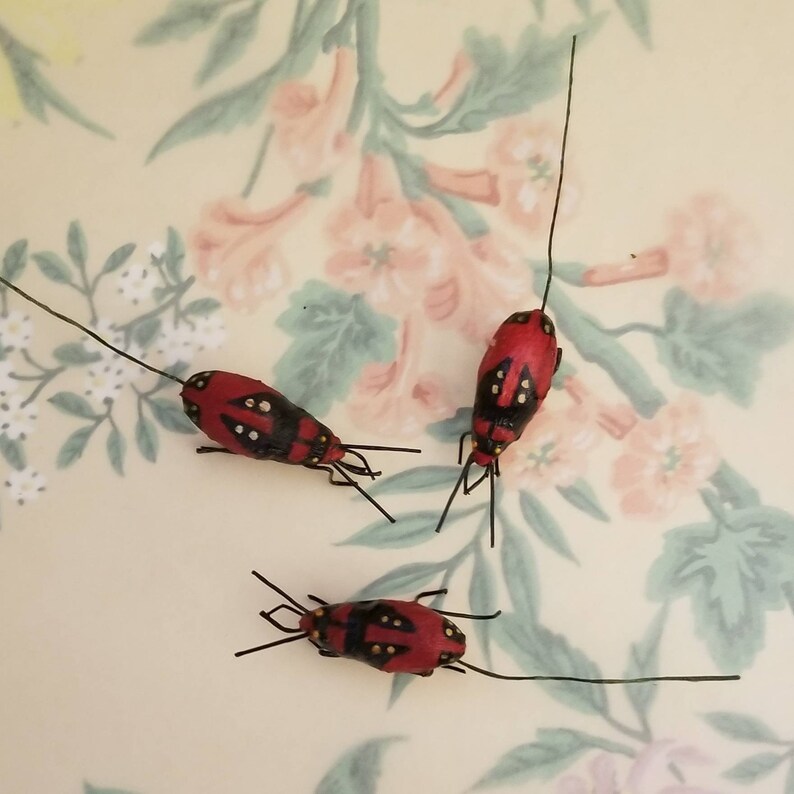 Creepy Cute Hand Painted Red Beetles Set of Three Life Sized Insects ...