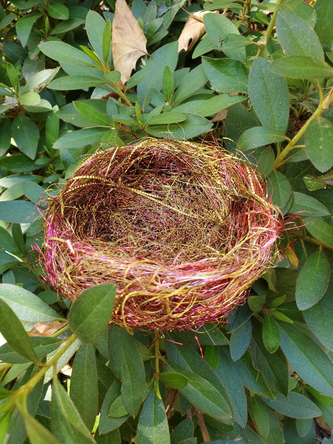 Valentine Themed Metal Handmade Nest Made From Vintage 1930's Gold Pink ...