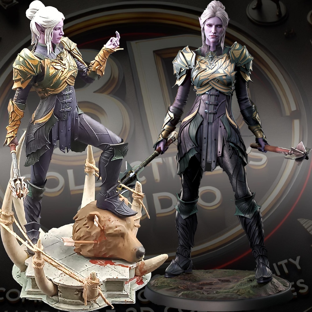 Dark Elf Paladin Custom 3D Printed Statue - Fanart Handmade & Hand ...