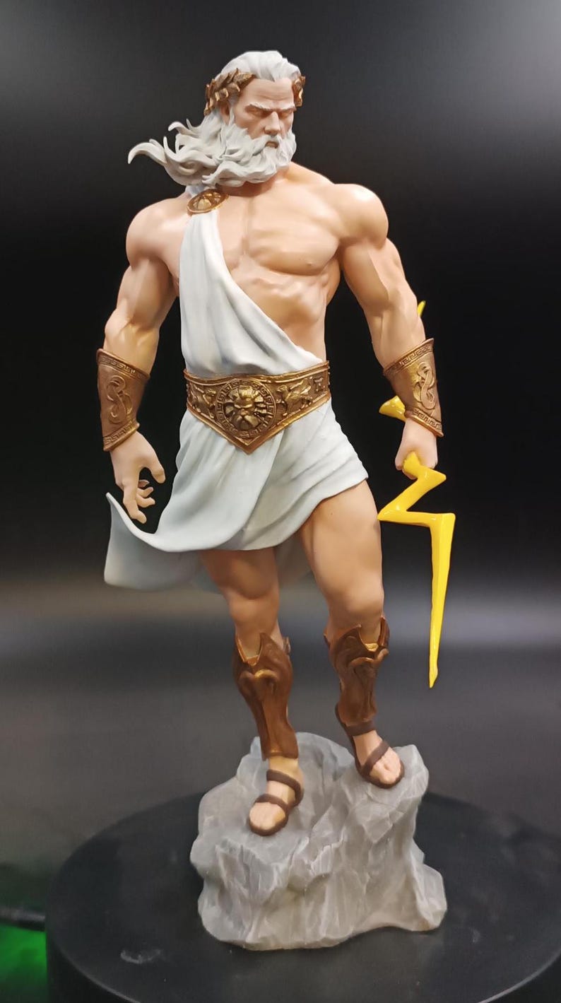 Custom Fan Art Greek God Zeus 3D Printed Statue - Hand Painted ...