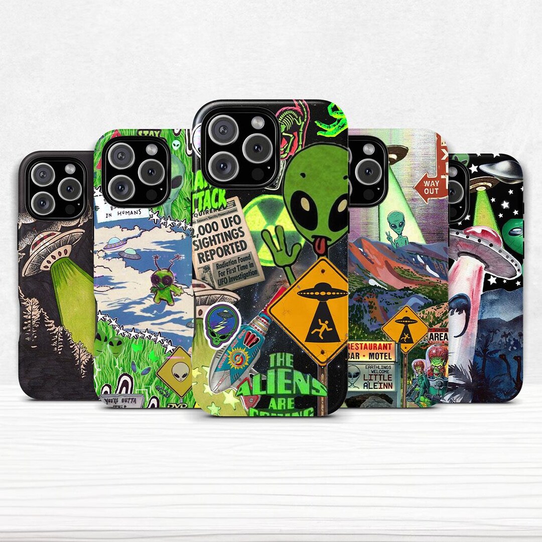 Alien UFO Dual Shell Phone Case for iPhone 11 12 13 14 15 16 Pro Max ...