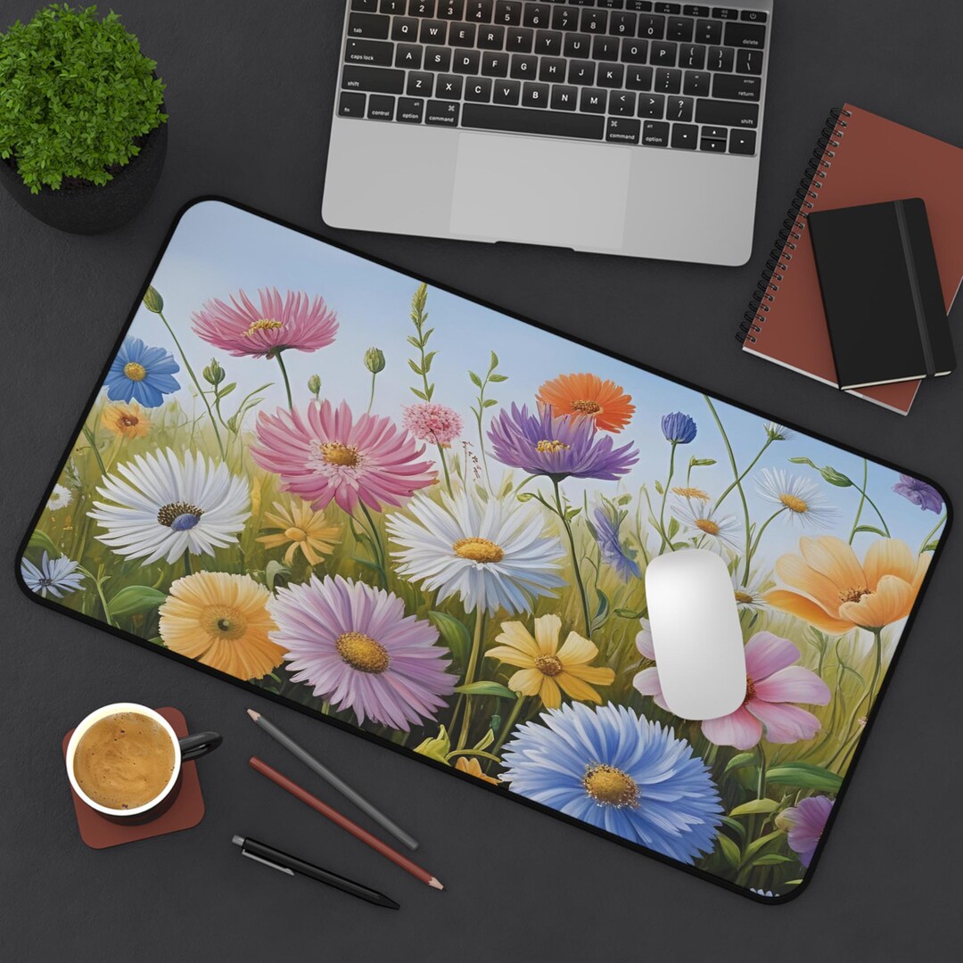 Spring Floral Pastel Desk Mat, Botanical Art Desk Mat, Vintage ...