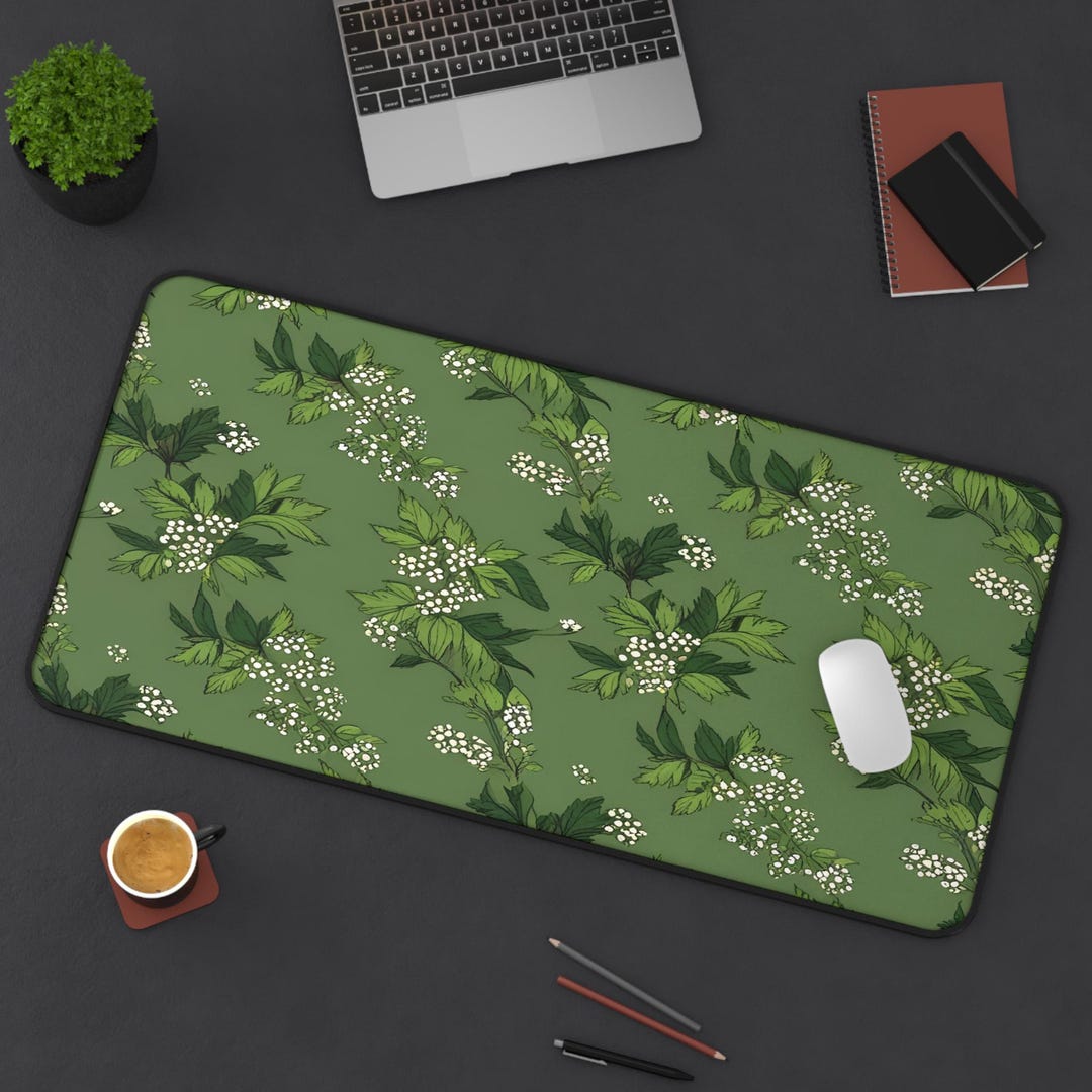 Desk Mat: Aesthetic Green Nature Desk Mat, Unique Botanical Art Desk ...