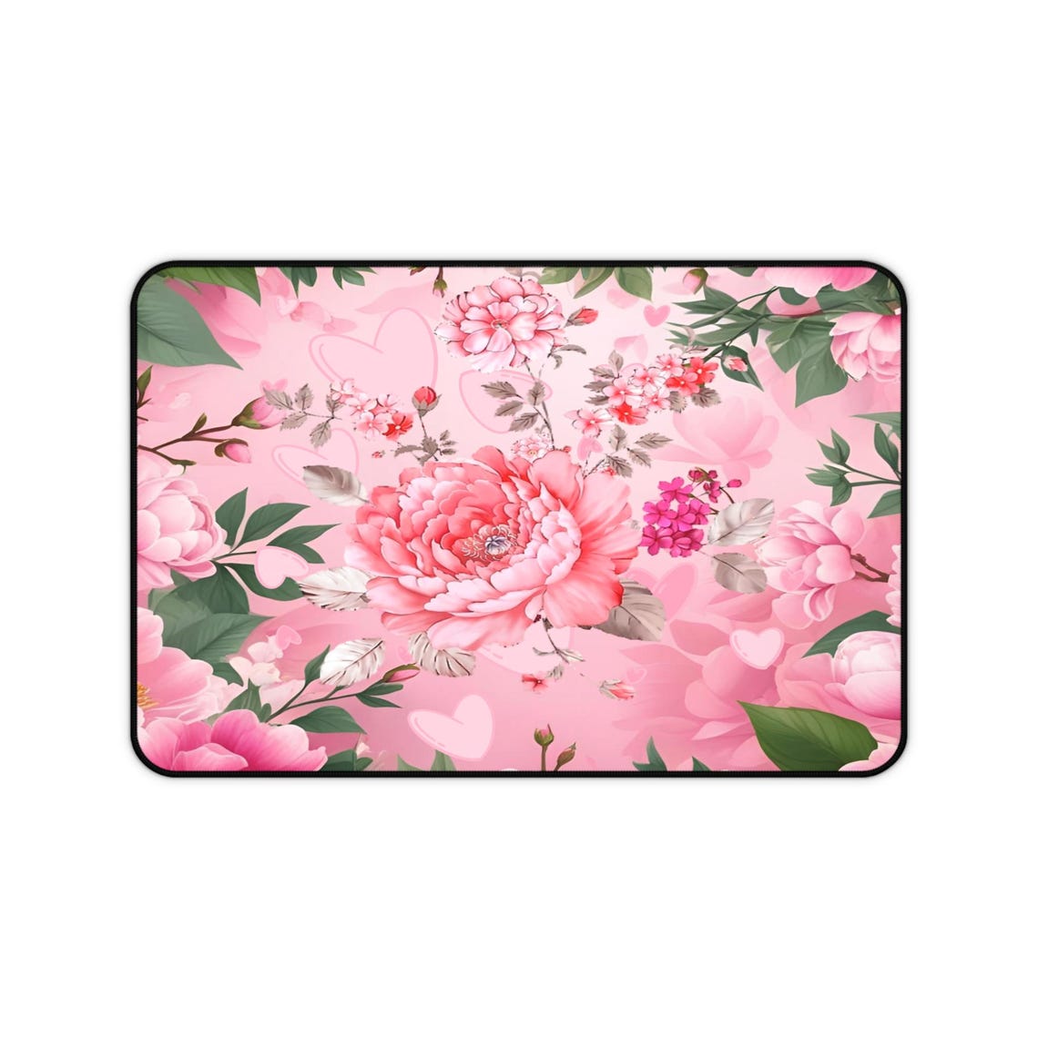Pink Floral Desk Mat, Flower Desk Décor Mat, Botanical Mousepad, Floral ...