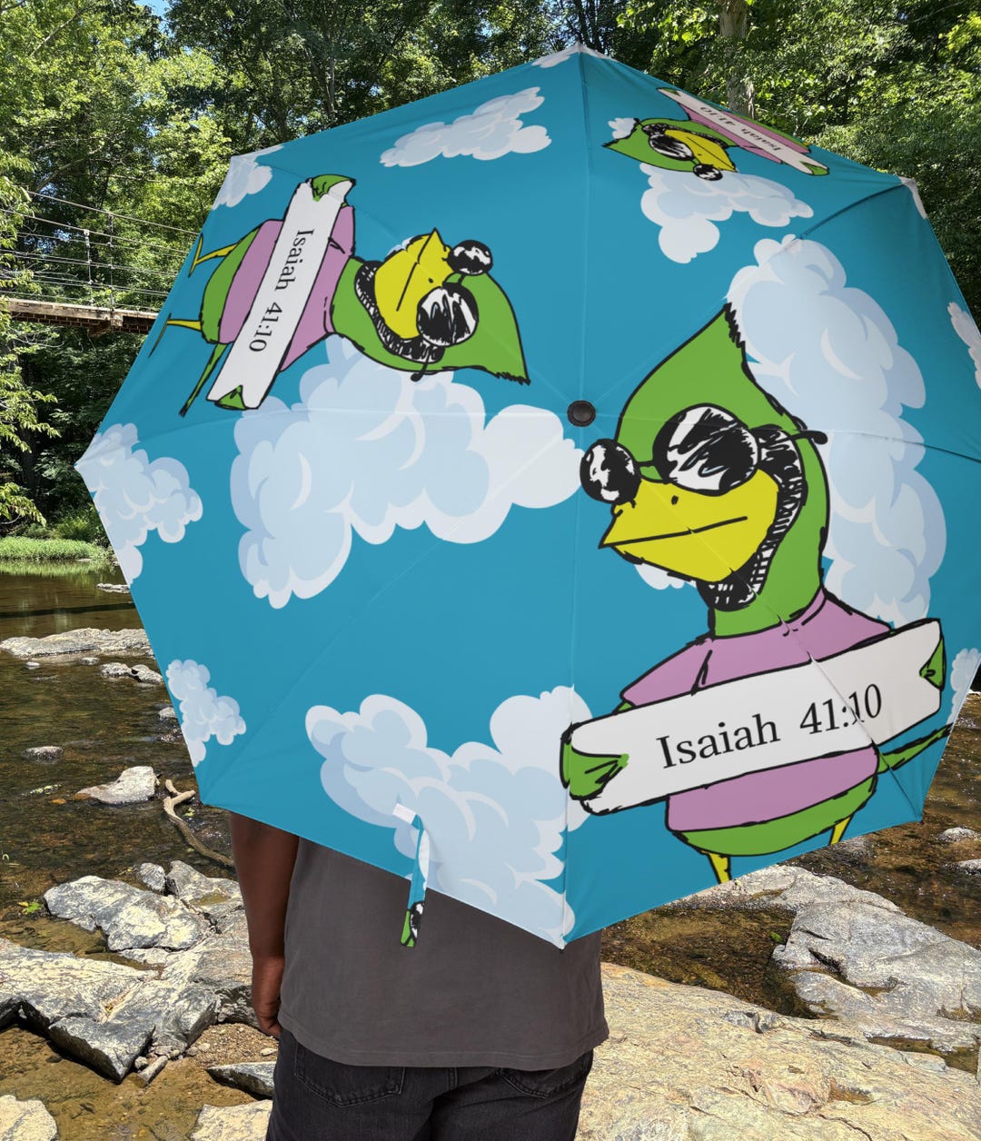 Isaiah 41:10 Green Birds Umbrella, Bible Verse, Rain, Sun and Snow ...