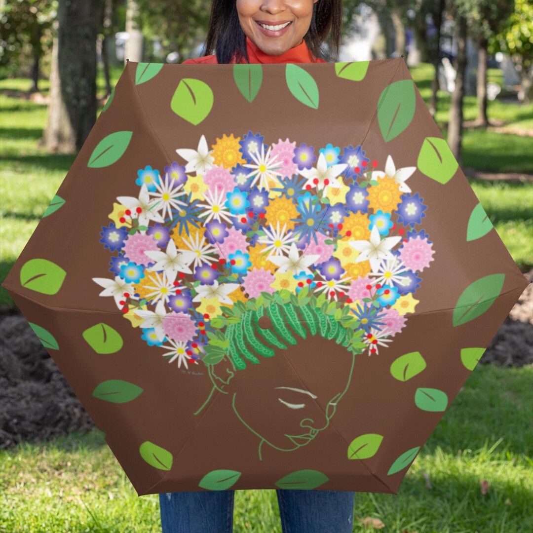 Lemon Umbrella, Floral Stained Glass Design, Foldable Rainy Day Parasol ...