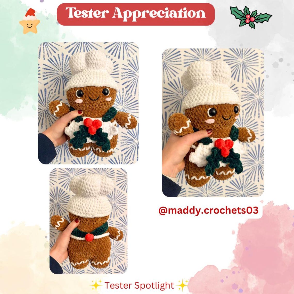 Gingy the Chef Gingerbread Crochet Pattern | Amigurumi PDF Digital ...