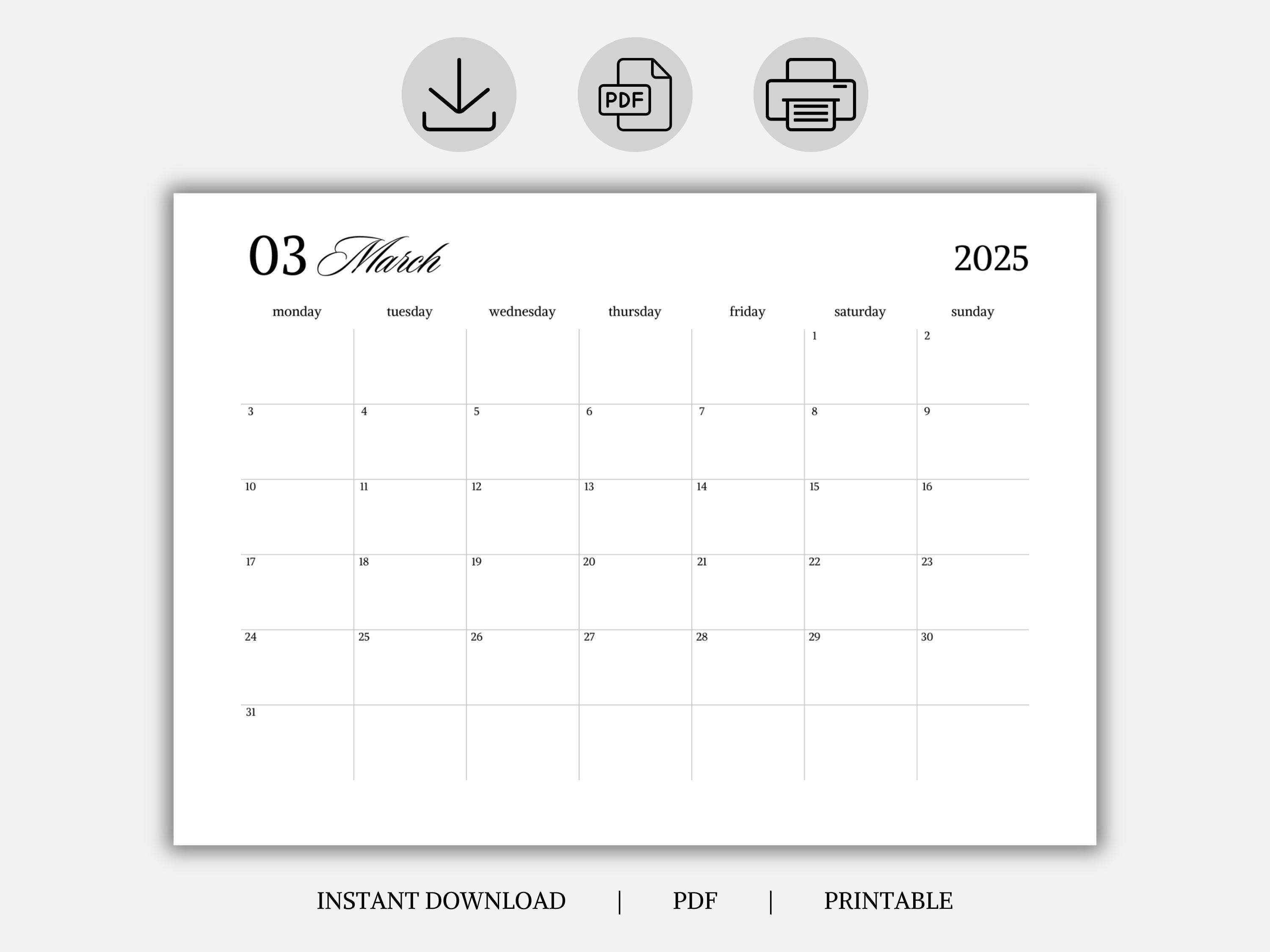 2025 A4 Calendar Bundle | Yearly and Monthly Printable Calendars ...