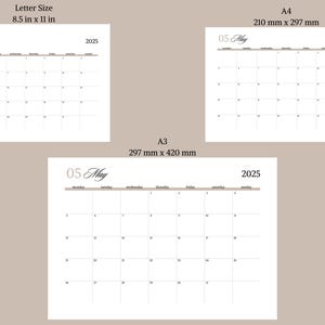 2025 Monthly Calendar Printable | Minimalist Design | A3, A4, Letter ...