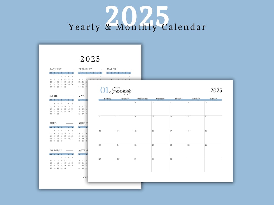 2025 Calendars Bundle | Yearly and Monthly Printable Calendars ...