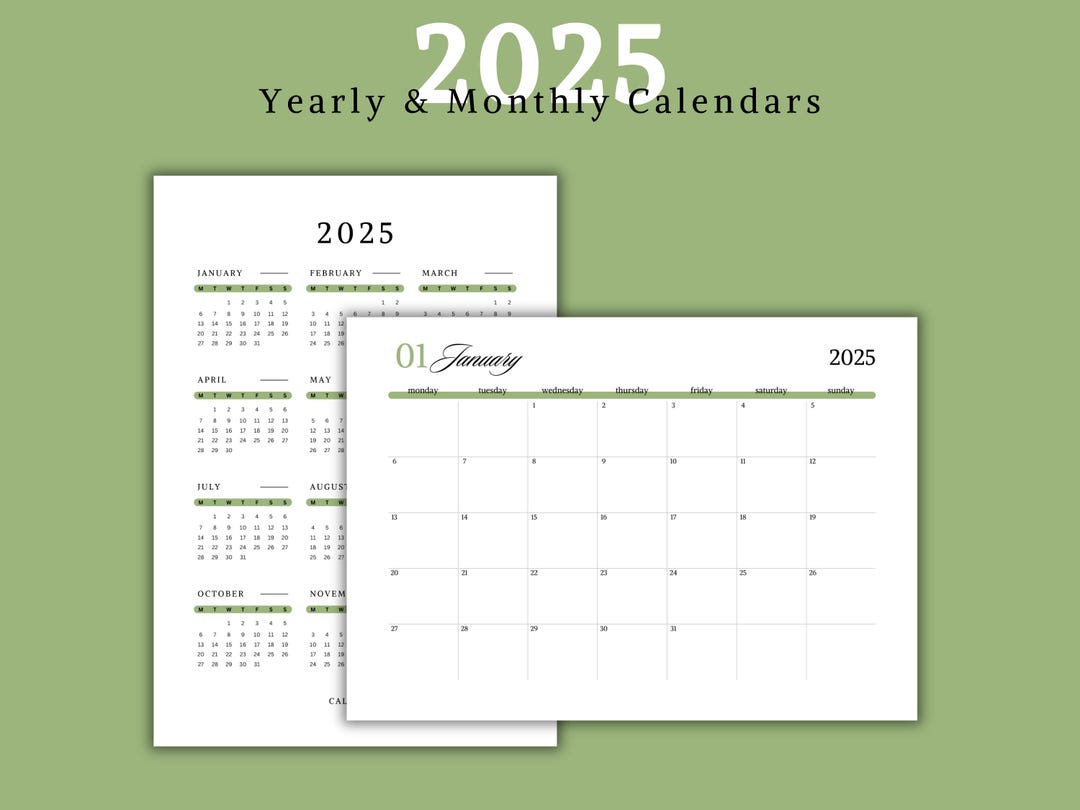 2025 Calendars Bundle | Yearly and Monthly Printable Calendars ...