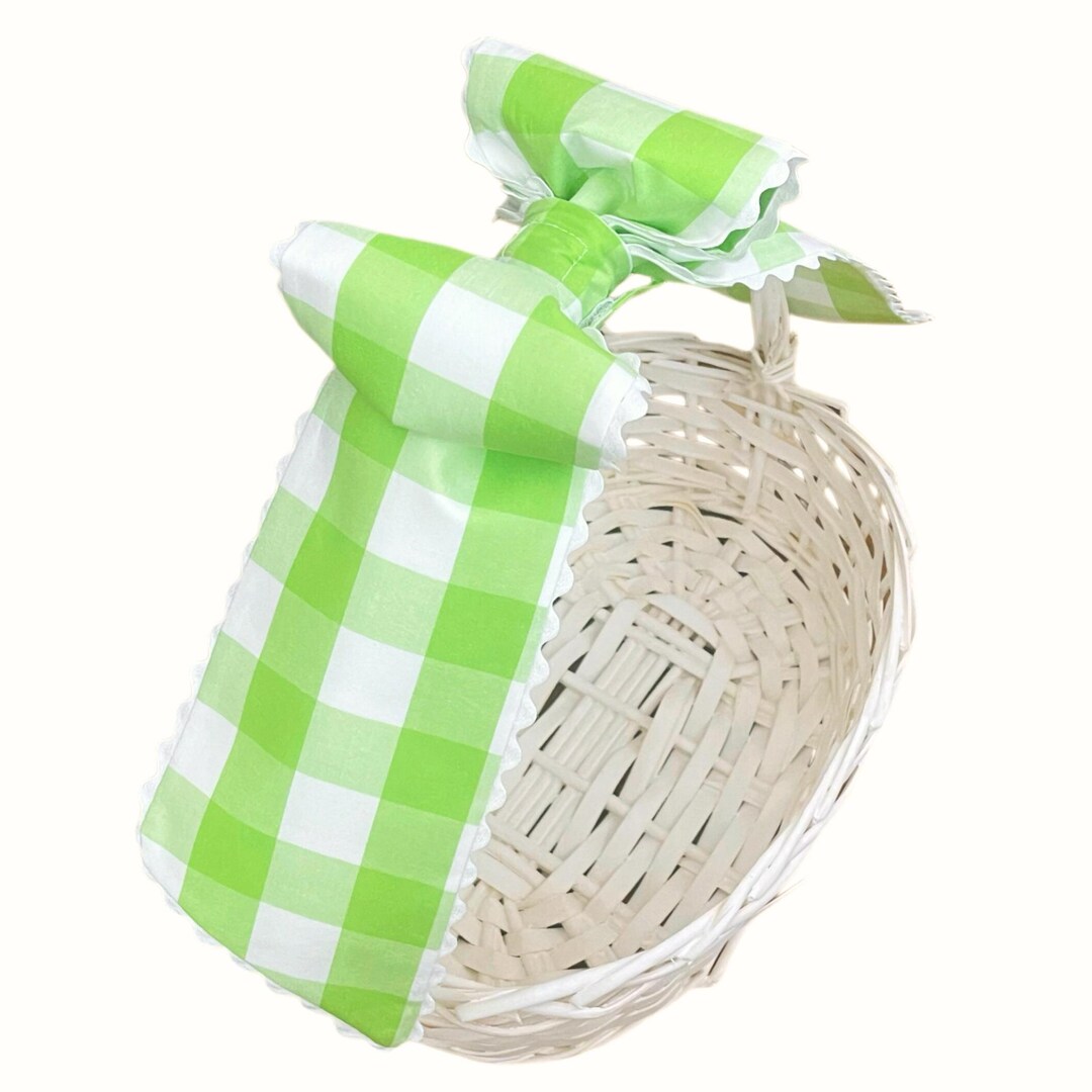 The Original Easter Basket Bow - Lime Buffalo Check With Ric Rac Trim ...