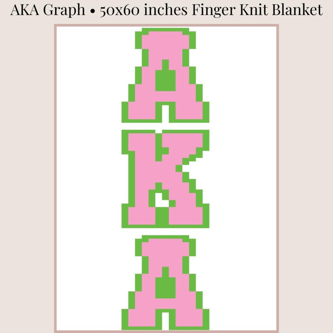 AKA Letters Inspired Pixel Graph Finger Knit Pattern | 50x60 Inch ...