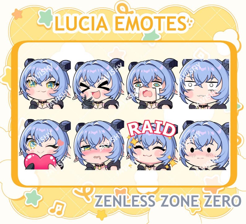 Lucia Chibi Emotes Pack – 8 Emotes for Twitch & Discord | Zenless Zone ...