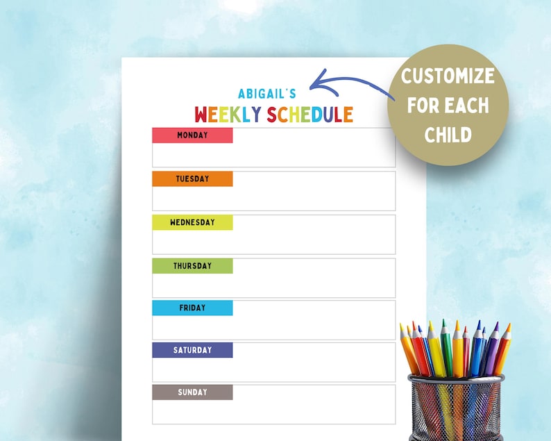 Kids Summer Schedule Template Editable Routine Chart Fillable Daily ...