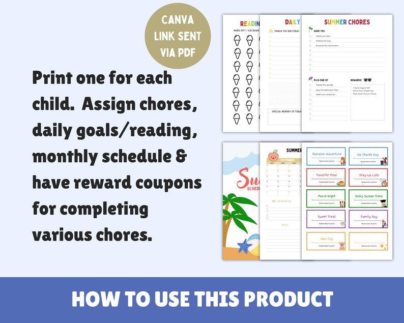 Kids Summer Schedule Template Editable Routine Chart Fillable Daily ...
