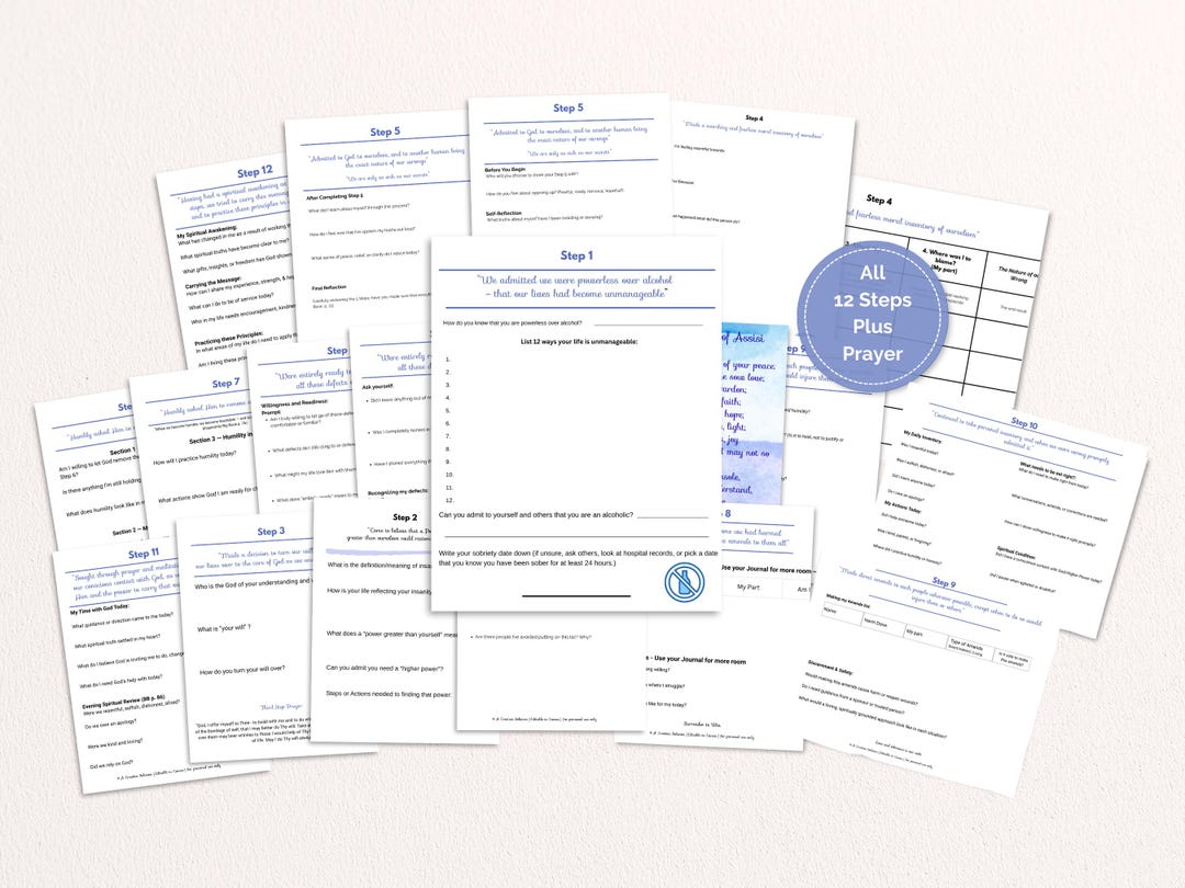 12 Step Worksheet Bundle | Editable Canva Templates | Steps 1–12 Set ...