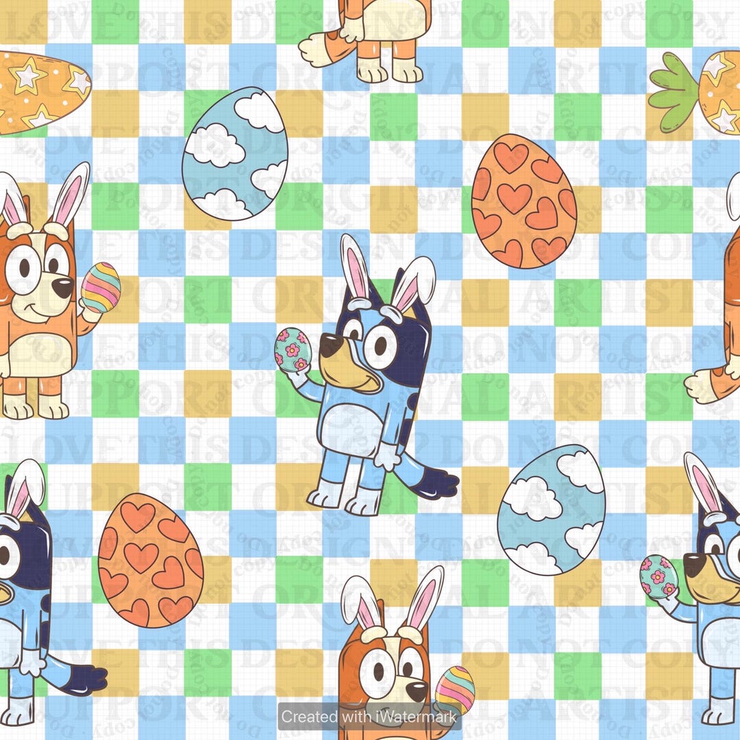 Bluey Easter Seamless File PNG DIGITAL DOWNLOAD Easter Seamless - Etsy