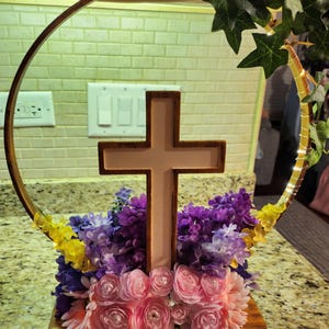 Cross Light-up Floral Centerpiece Decoration - Etsy