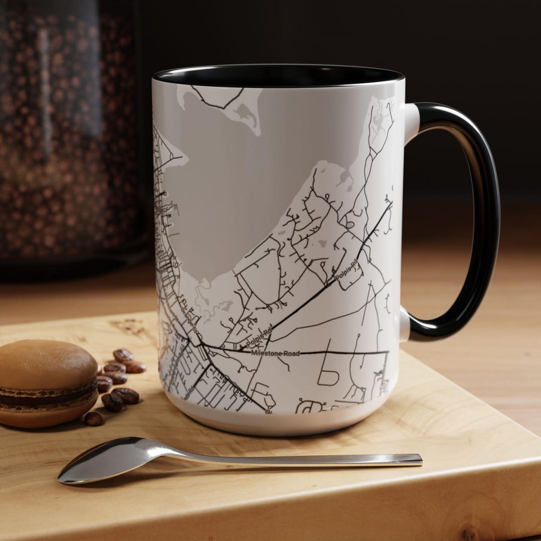 Nantucket Map Coffee Mug | Personalized Geography Lover Gift, Black and ...
