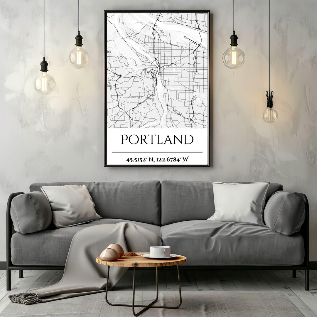 Portland City Map Decor, Minimalist Home Office Art, Unique Gift Idea ...