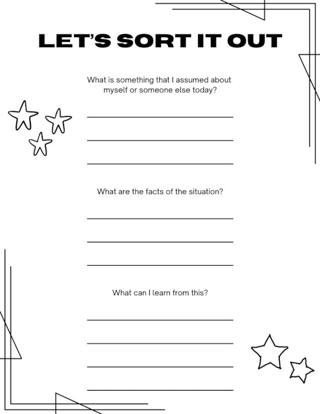 Let's Sort It Out Feelings Worksheet - Etsy