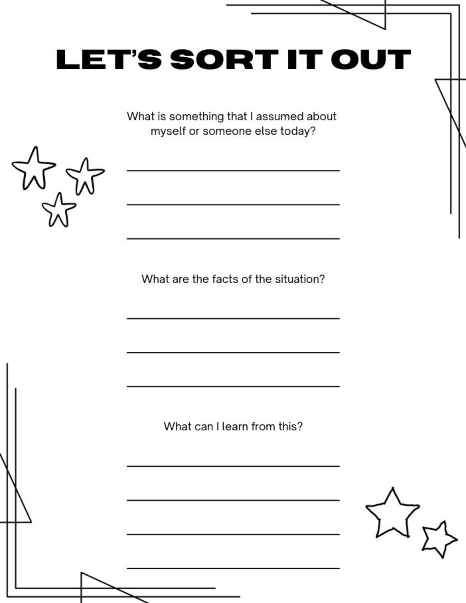 Let's Sort It Out Feelings Sheet - Etsy