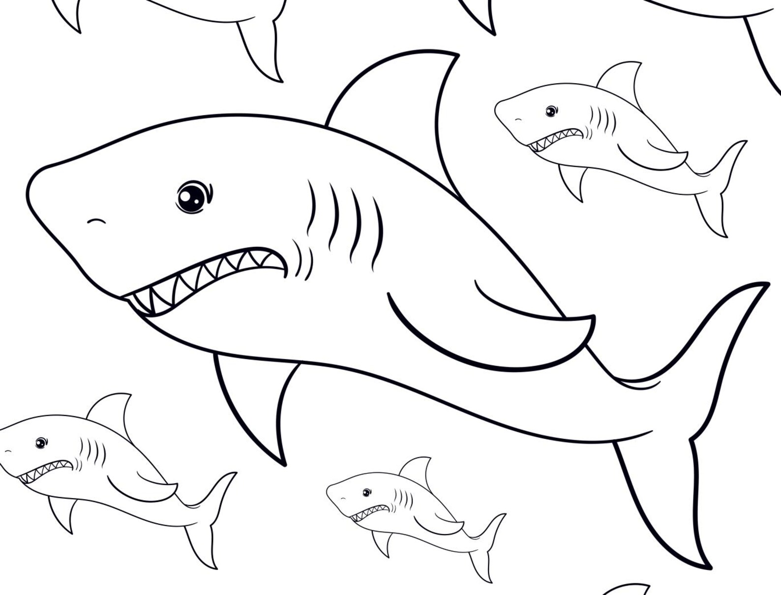 Shark Digital Coloring Sheet, Ocean Coloring Sheet, Shark Week Coloring ...