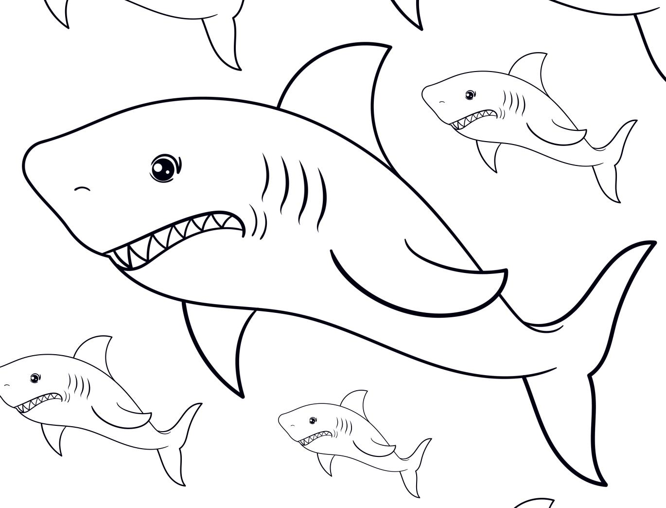 Shark Digital Coloring Sheet, Ocean Coloring Sheet, Shark Week Coloring ...