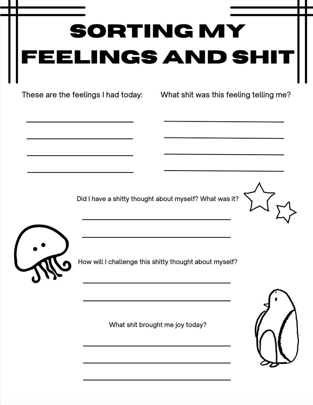 Sorting My Feelings Daily Checklist - Etsy