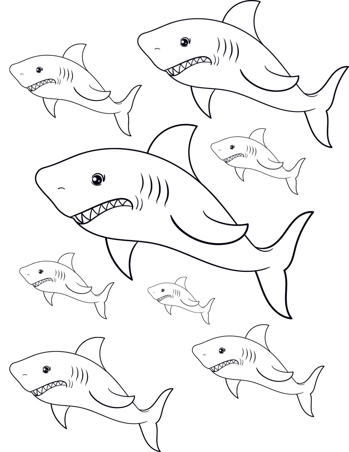 Shark Digital Coloring Sheet, Ocean Coloring Sheet, Shark Week Coloring ...