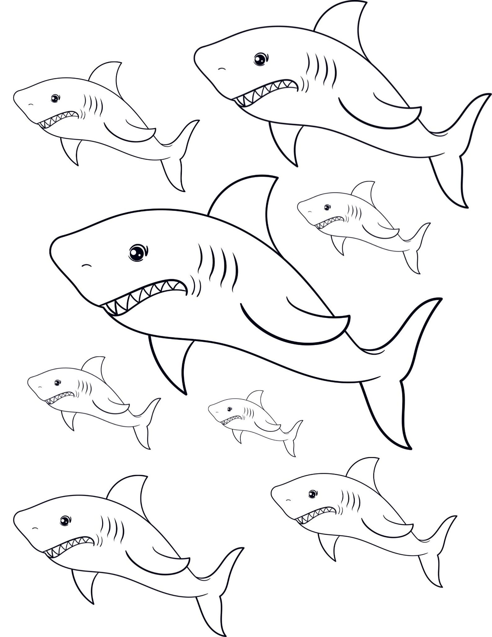 Shark Digital Coloring Sheet, Ocean Coloring Sheet, Shark Week Coloring ...